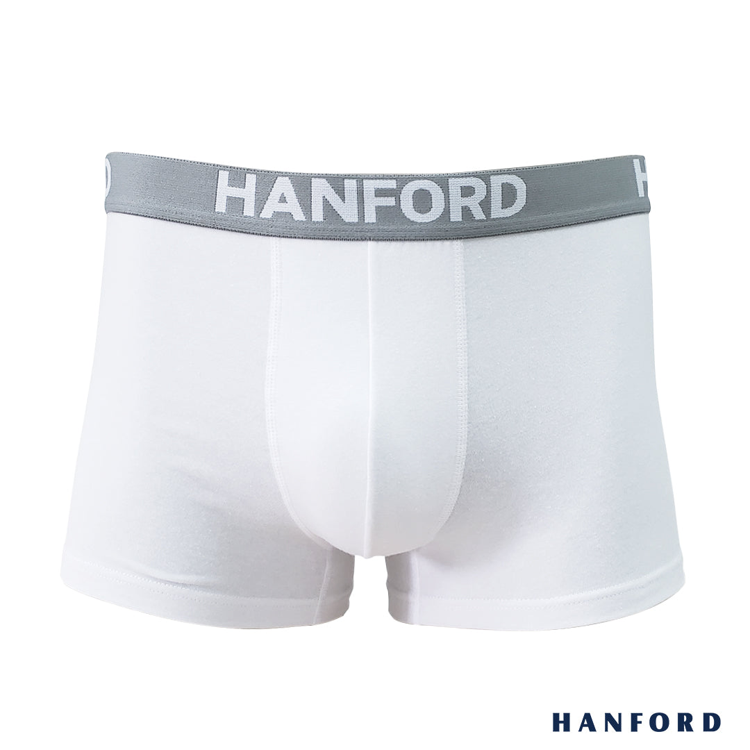 Hanford Men Cotton w/ Spandex Boxer Briefs Ansel - White (3in1 Pack) S ...