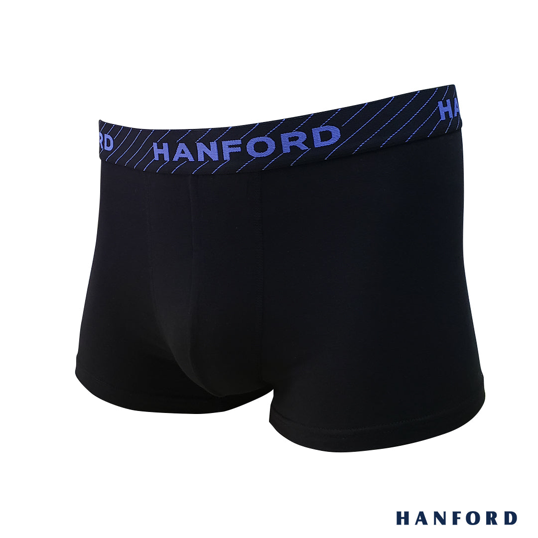 Hanford Men Cotton w/ Spandex Boxer Briefs Oblique - Black/Assorted Lo ...