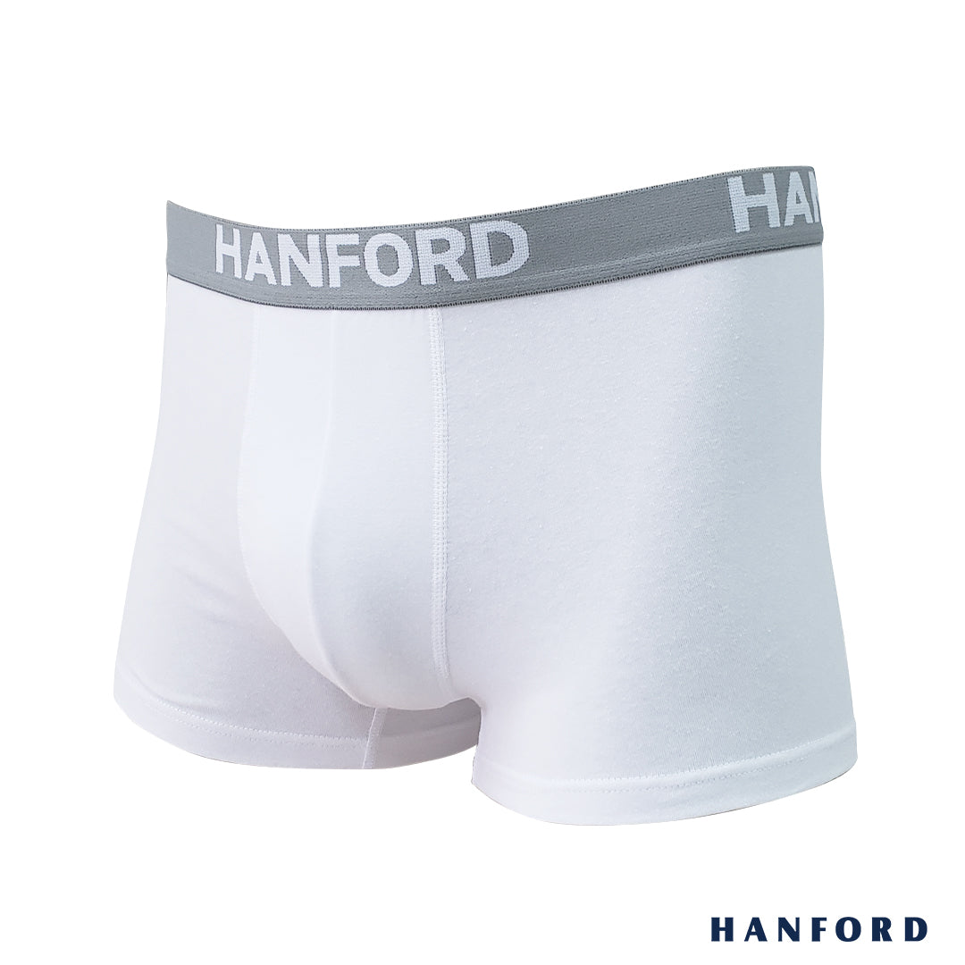 Hanford Men Cotton w/ Spandex Boxer Briefs Ansel - White (3in1 Pack) S ...