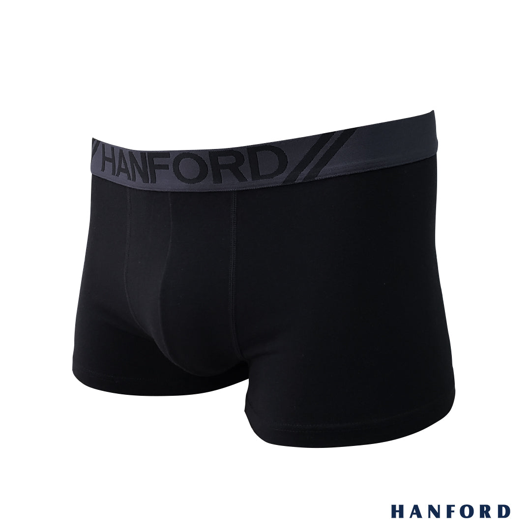 Hanford Men Cotton w/ Spandex Boxer Briefs Odis - Black/Gray Garter Bl ...