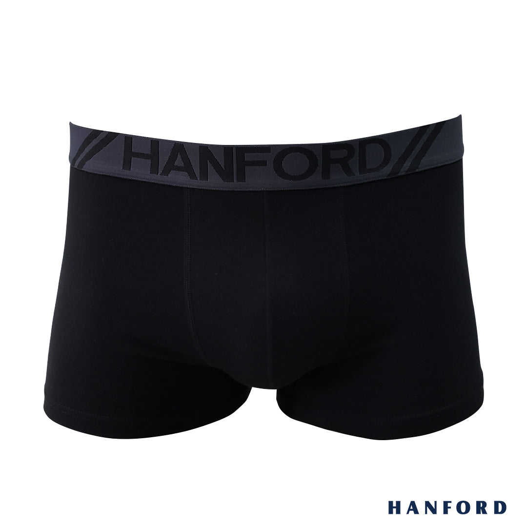 Hanford Men Cotton w/ Spandex Boxer Briefs Odis - Black/Gray Garter Bl ...