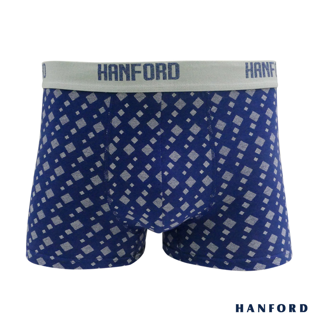Hanford Men Cotton w/ Spandex Boxer Briefs Jack - Diamond Print/Mediev ...