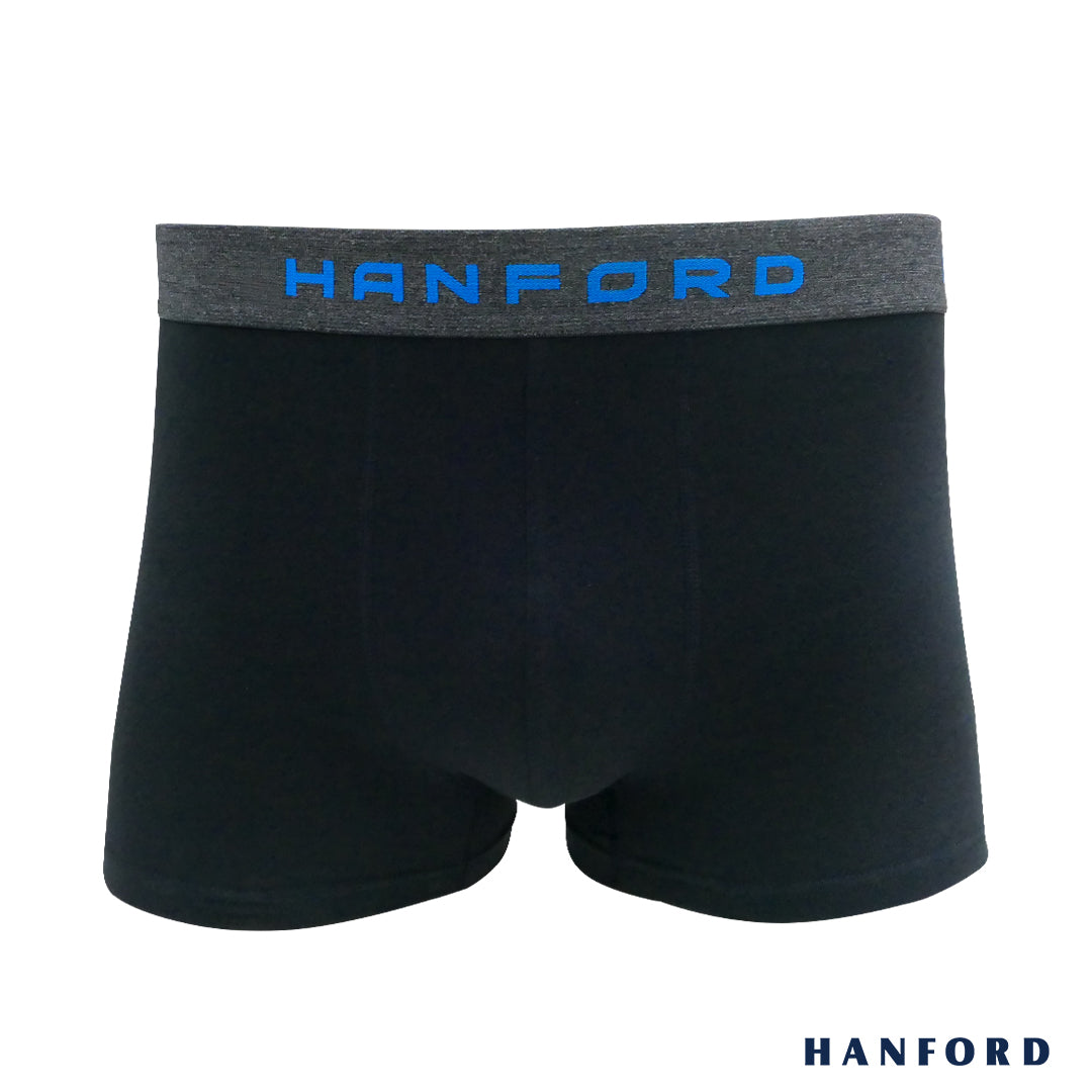 Hanford Men Cotton w/ Spandex Boxer Briefs Oxy - Black/Brilliant Blue ...