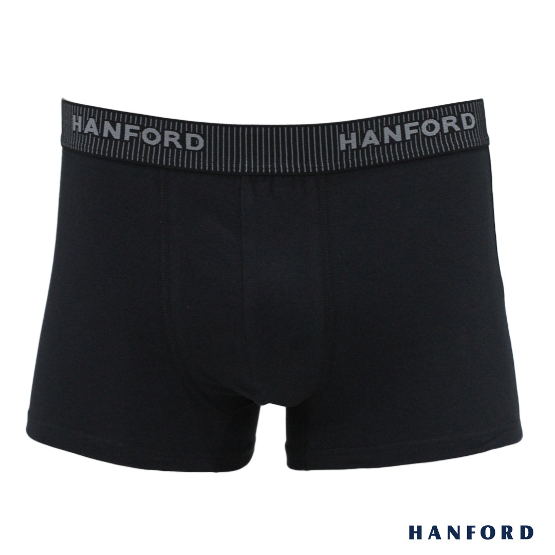 Hanford Men Cotton w/ Spandex Boxer Briefs Huntley - Black (Single Pac ...