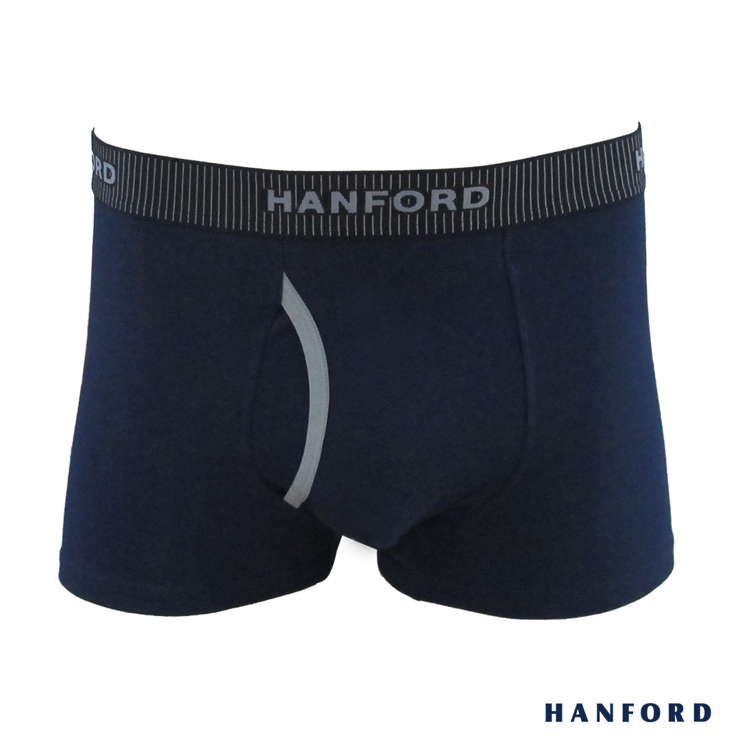 Hanford Men Cotton w/ Spandex Boxer Briefs w/ Fly Opening Mason - Navy ...