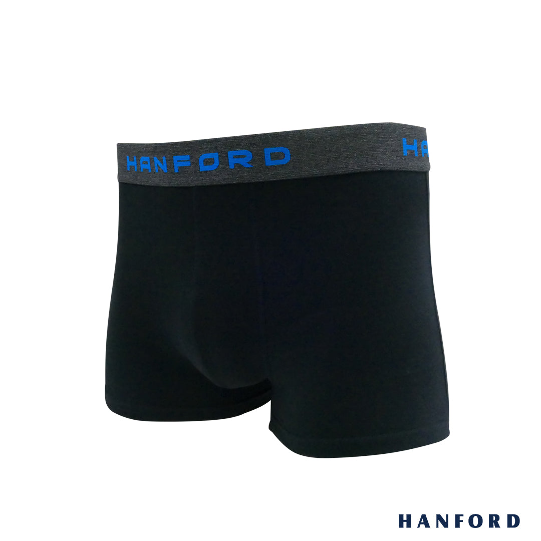 Hanford Men Cotton w/ Spandex Boxer Briefs Oxy - Black/Brilliant Blue ...