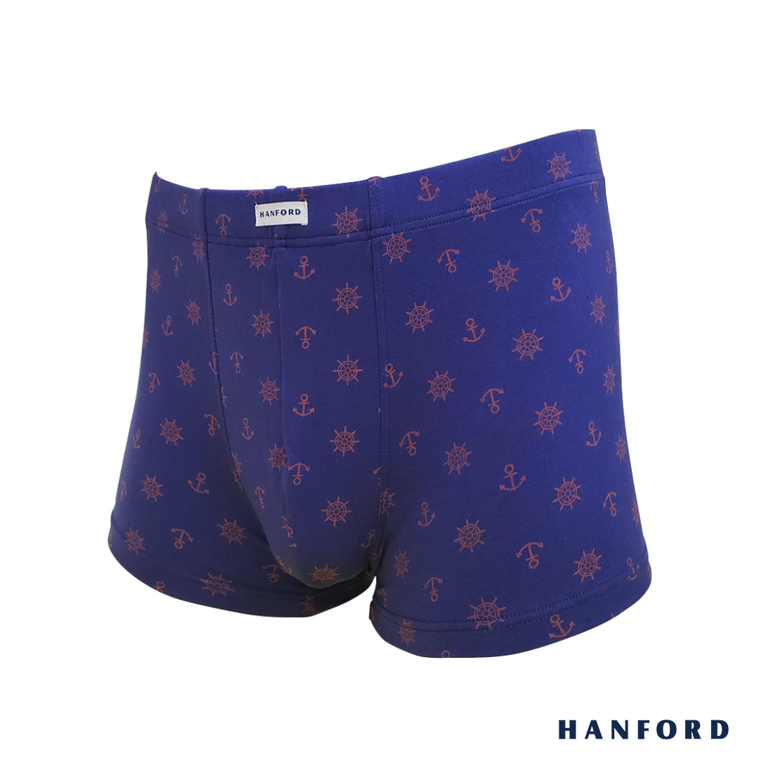 Hanford Men Cotton w/ Spandex Boxer Briefs Axle Collection - Blue (2in ...
