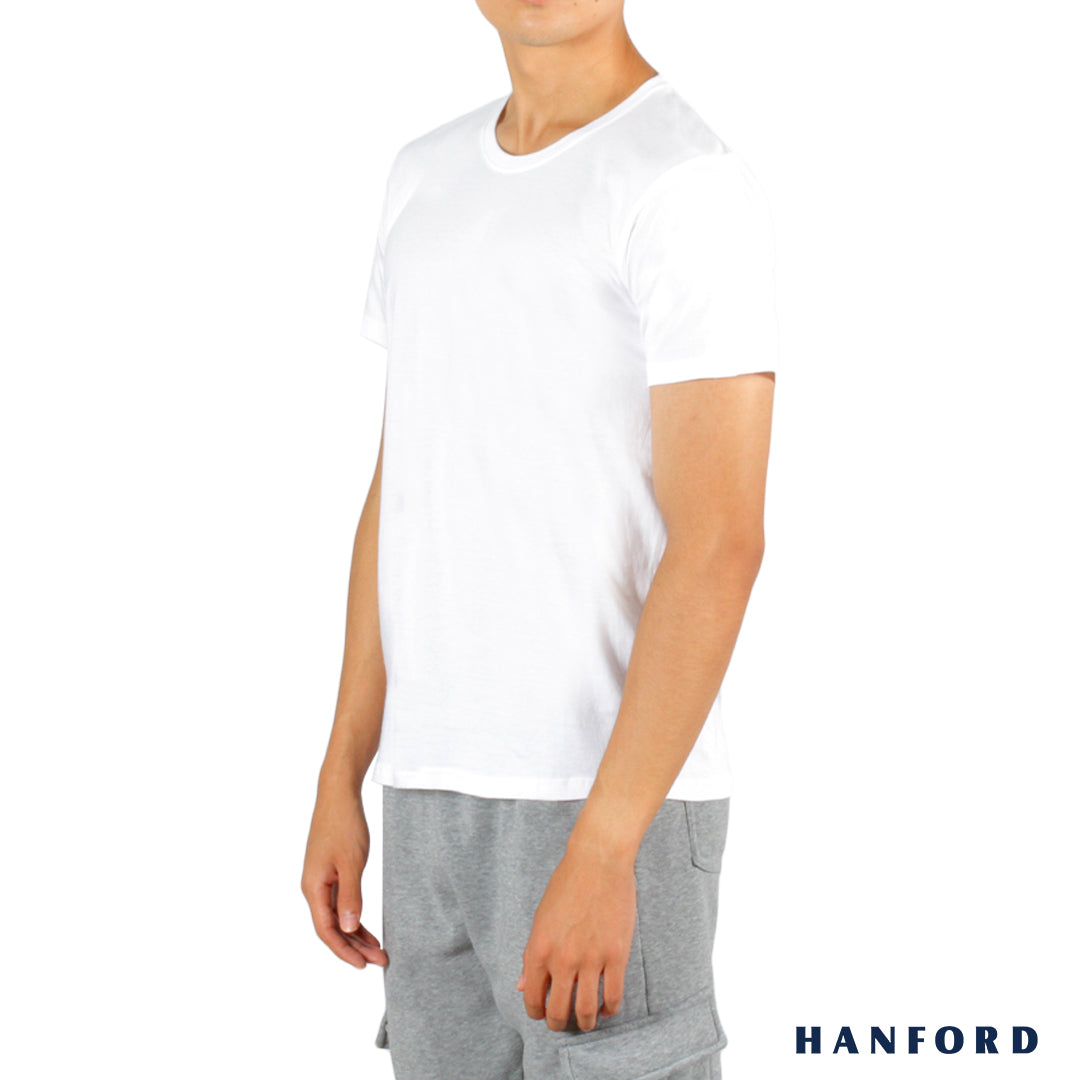 Hanford iCE Men 100% Cotton R-Neck Slim Fit Short Sleeves Shirt - Whit ...