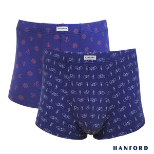 Hanford Men Cotton w/ Spandex Boxer Briefs Axle Collection - Blue (2in ...
